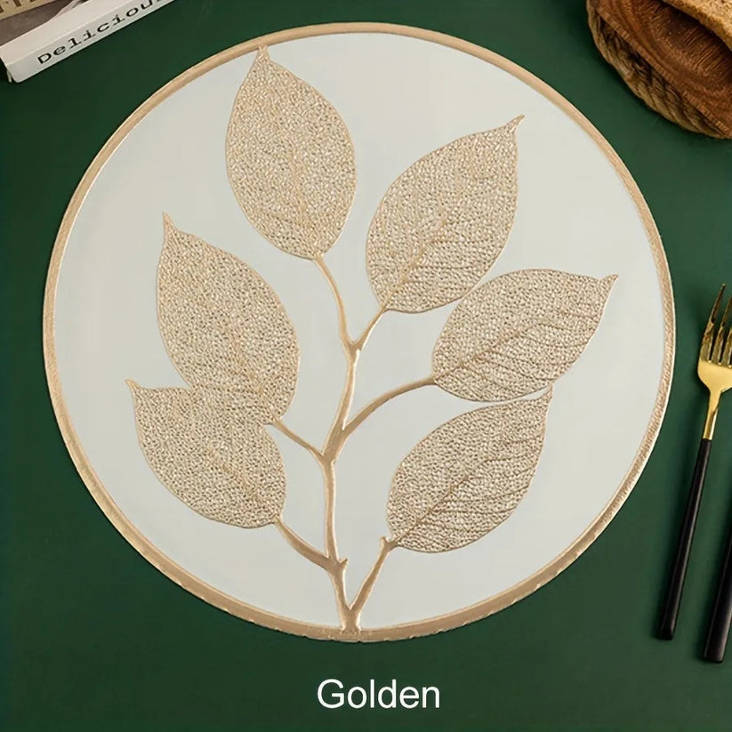 Leaf Pvc Waterproof Round Insulated Table Mat Set of 6 – Loomsmith